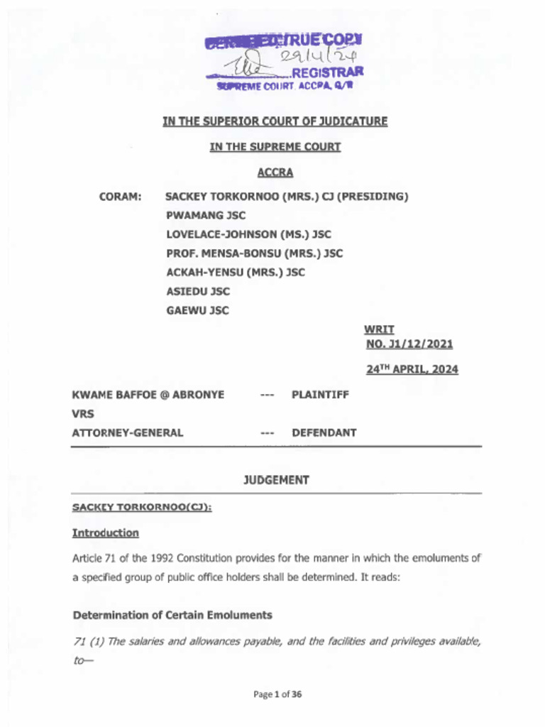 Kwame Baffoe at Abronye Vrs Attorney General - Mootness | PDF