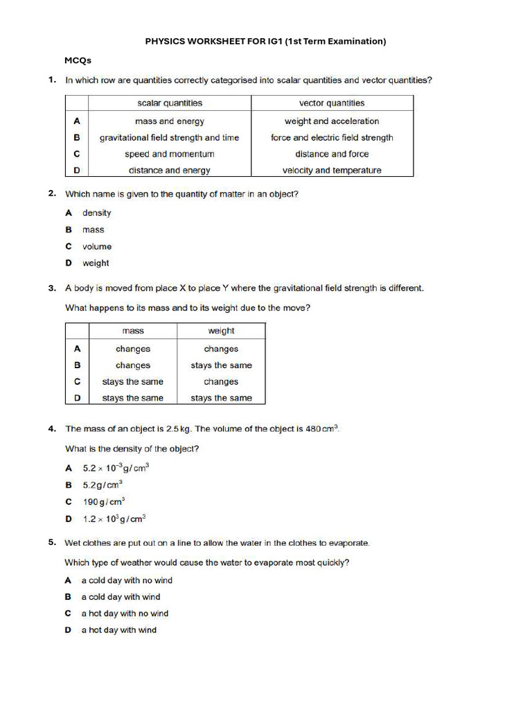 Worksheet IG1-First Term | PDF