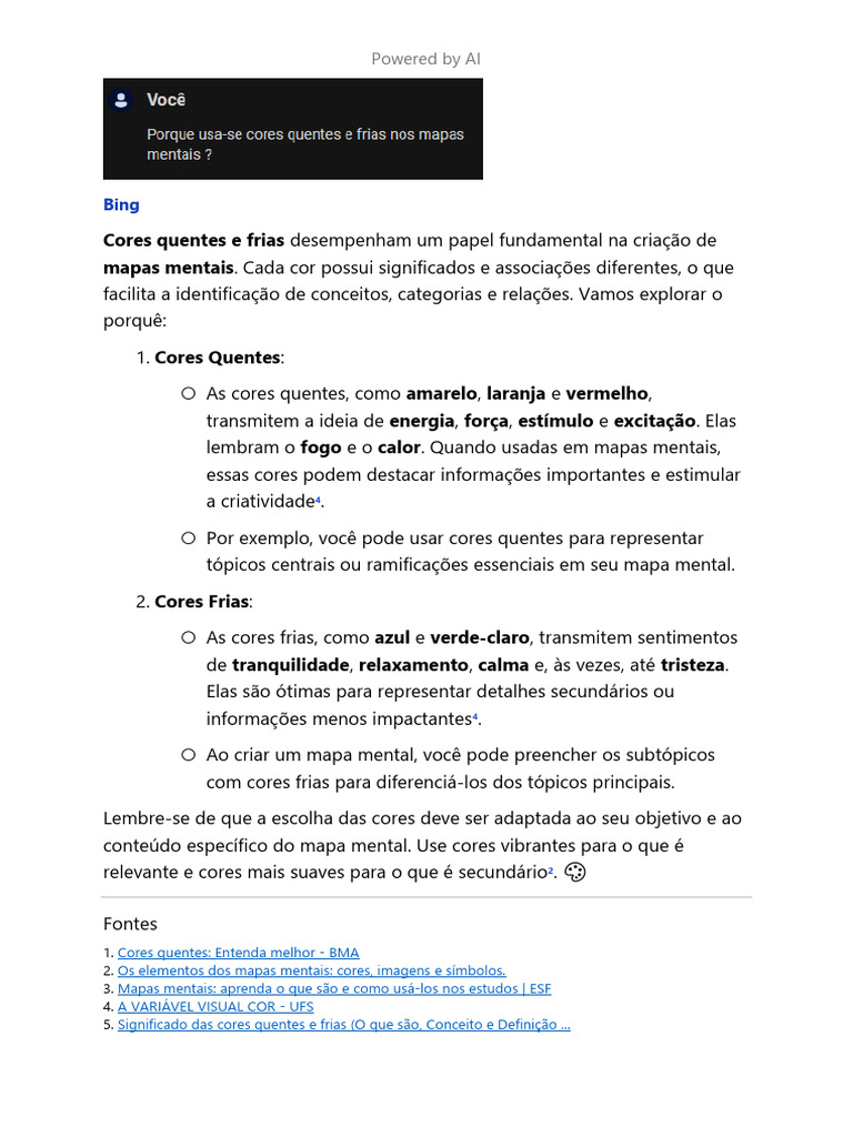 Cores Quentes e Frias em Mapas Mentais | PDF
