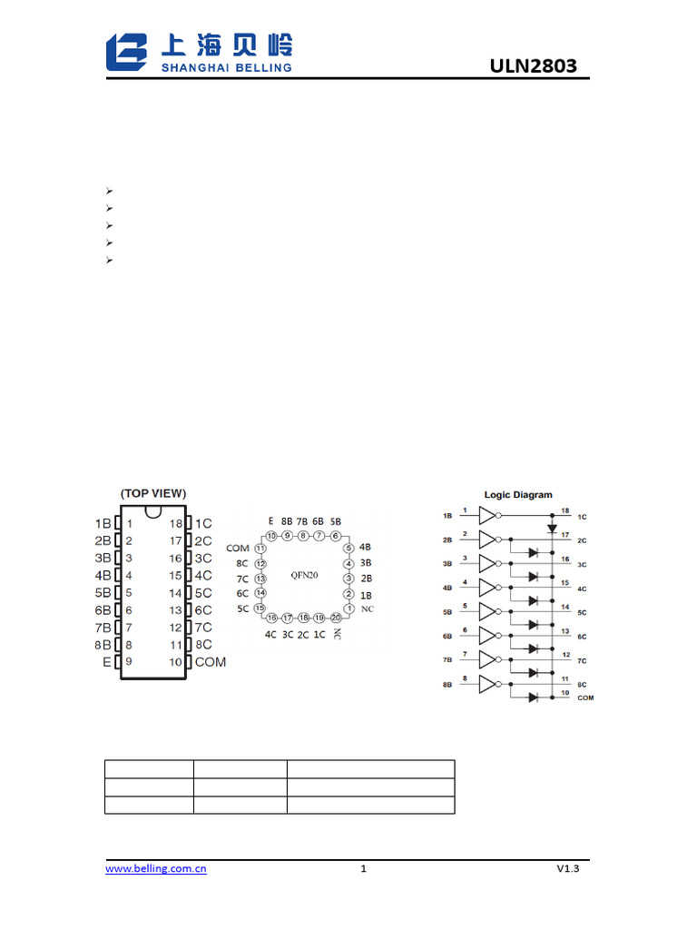 ULN2803 High-Current Transistor Array | PDF | Diode | Transistor