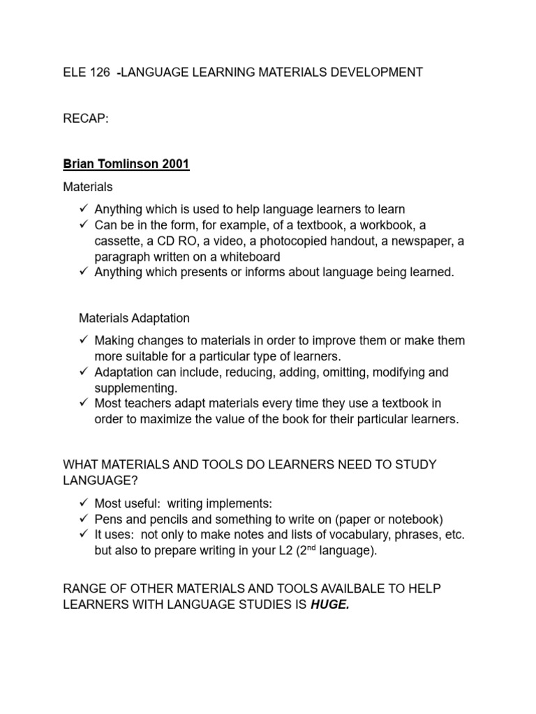 Language Learning Materials Development | PDF | Language Education ...