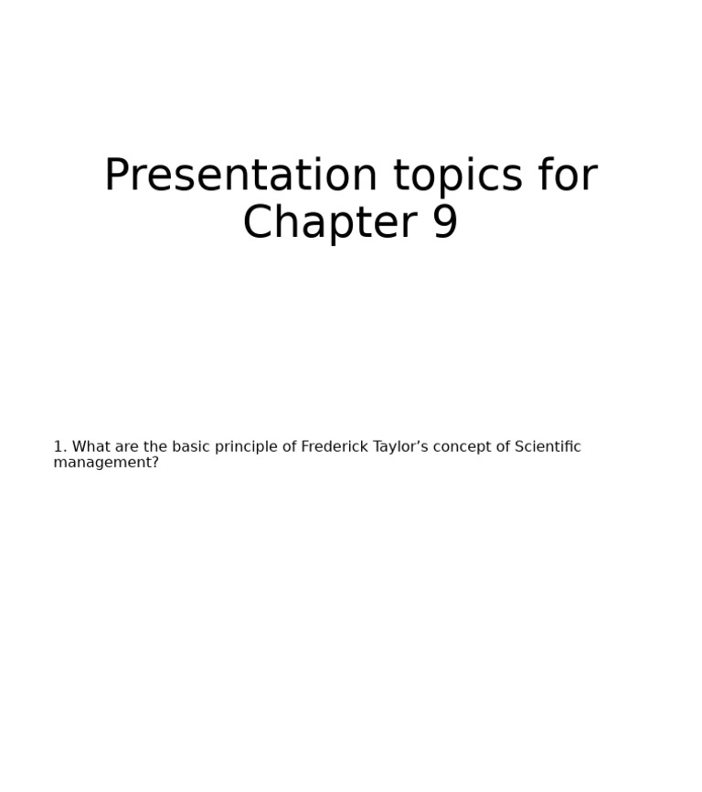 Presentation Topics For Chapter 9 | PDF