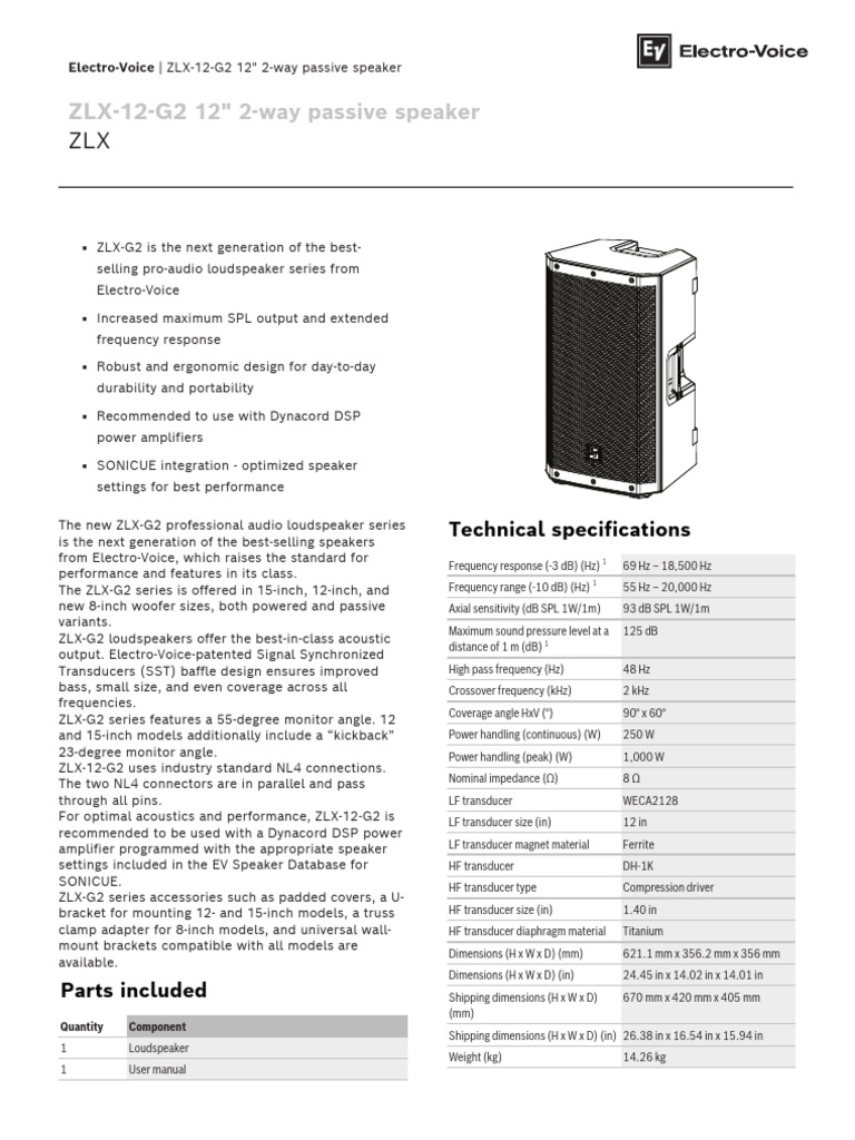 ZLX-12-G2 Passive Speaker Overview | PDF | Loudspeaker ...