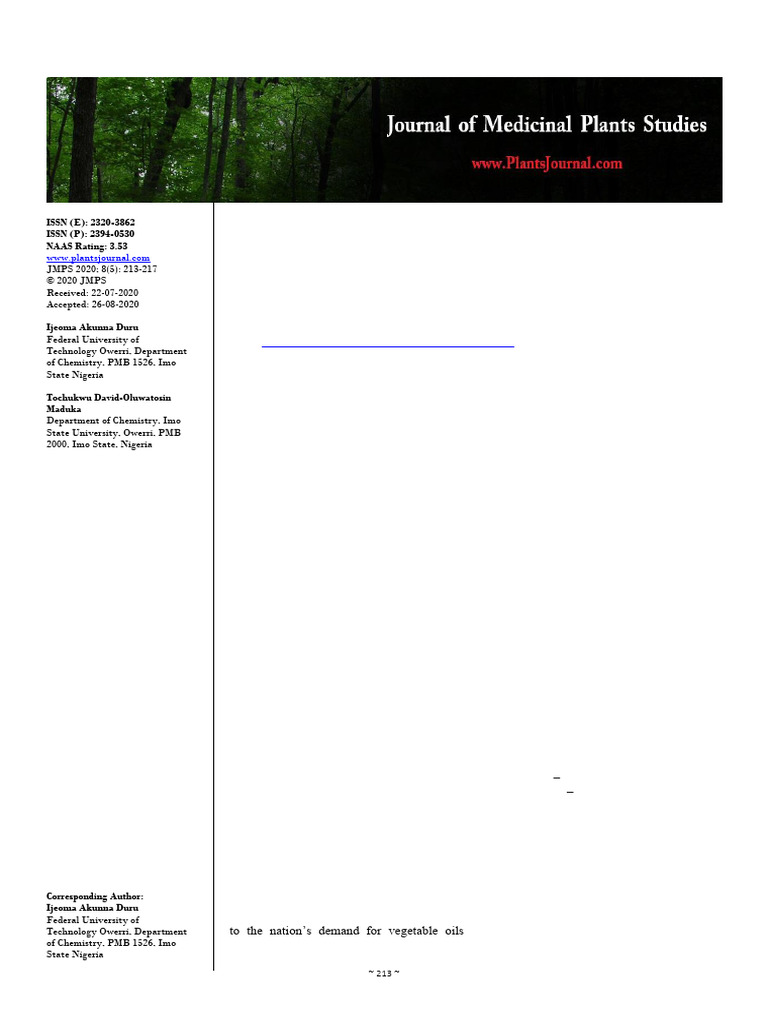 Profiling and Comparison of Fatty Acids in The Oils | PDF