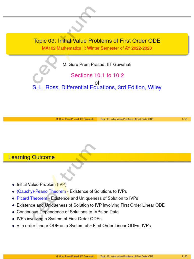 2023 ODE M1 Topic 03 Handout | PDF | Ordinary Differential Equation ...