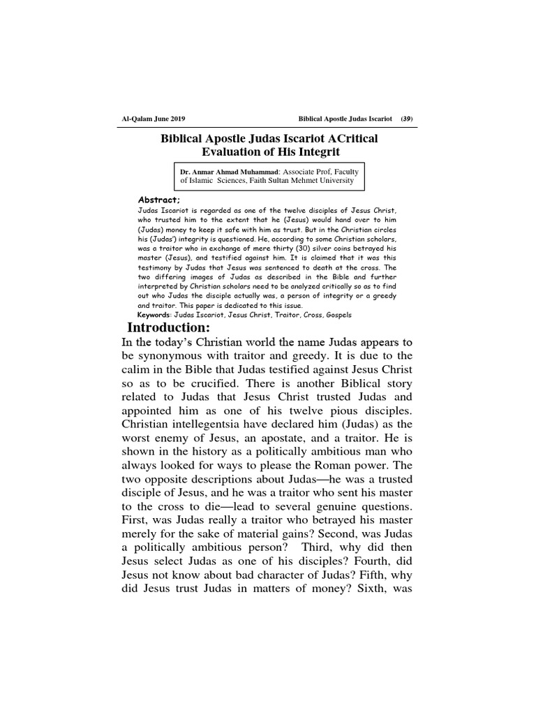 Biblical Apostle Judas Iscariot ACritica | PDF | Judas Iscariot | Jesus