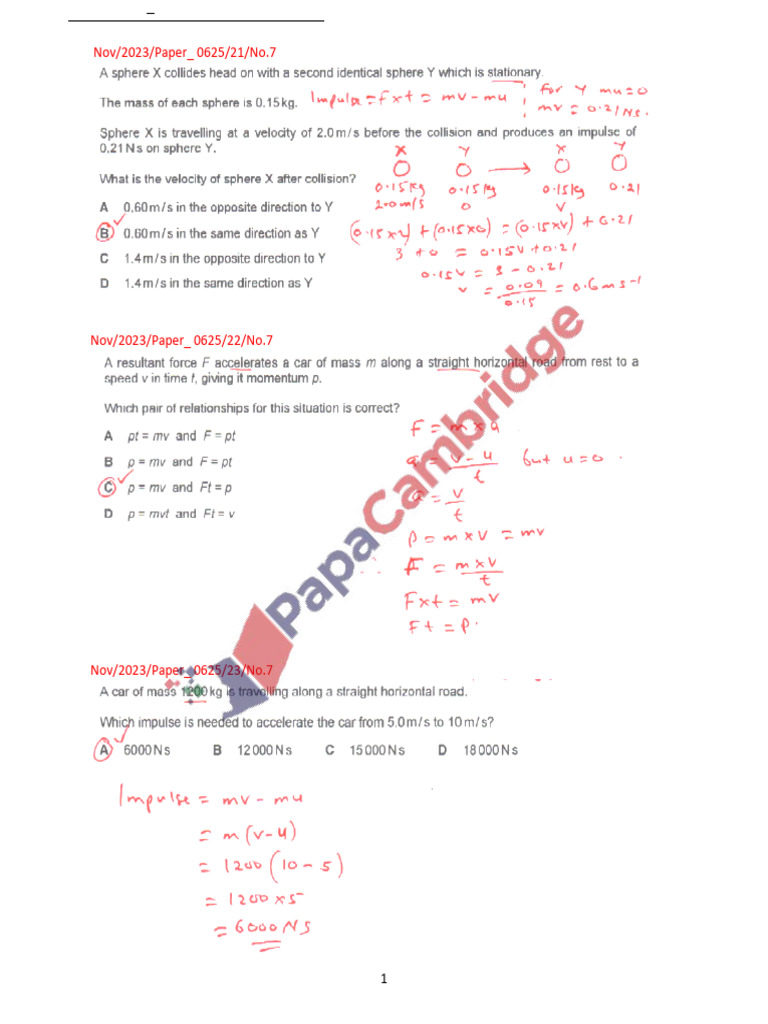 2023 Momentum Igcse Physics 0625 | PDF 2023 Momentum Igcse Physics 0625 | PDF