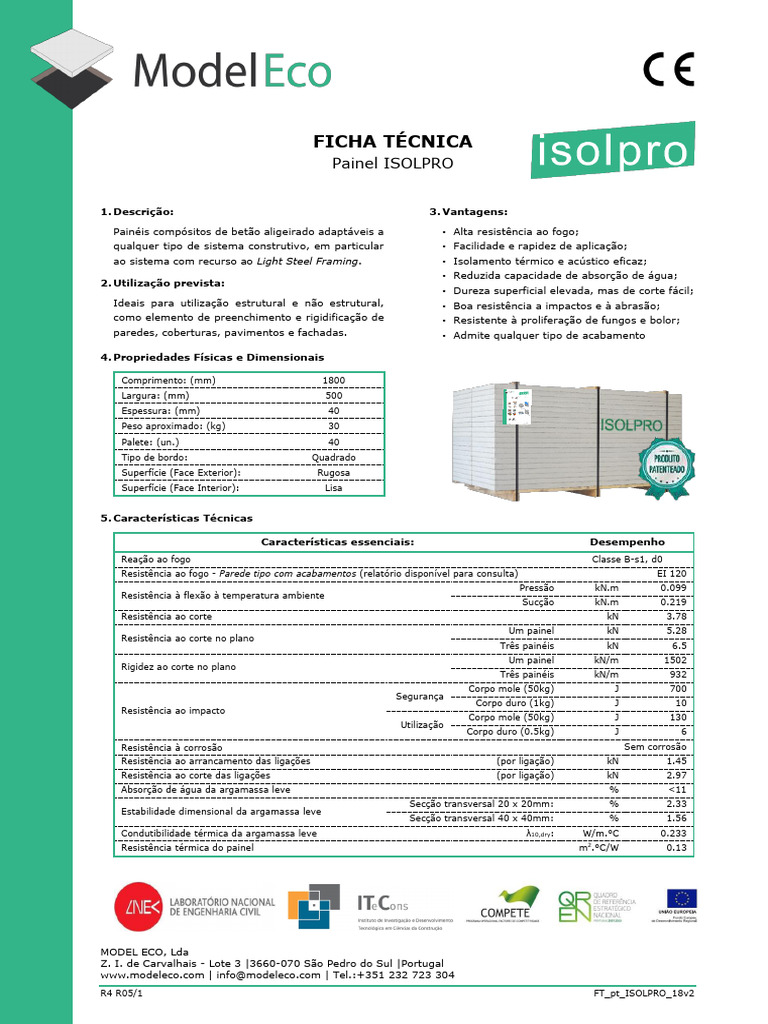 Ficha Técnica do Painel ISOLPRO | PDF | Engenharia Civil | Engenharia ...