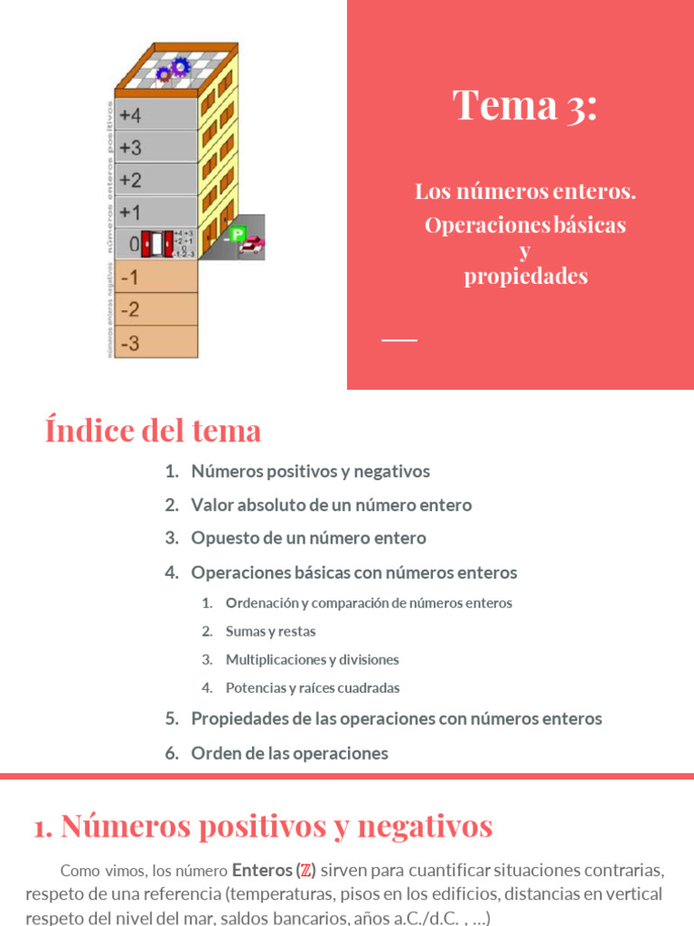 Operaciones y propiedades de enteros | PDF | Entero | Objetos matemáticos