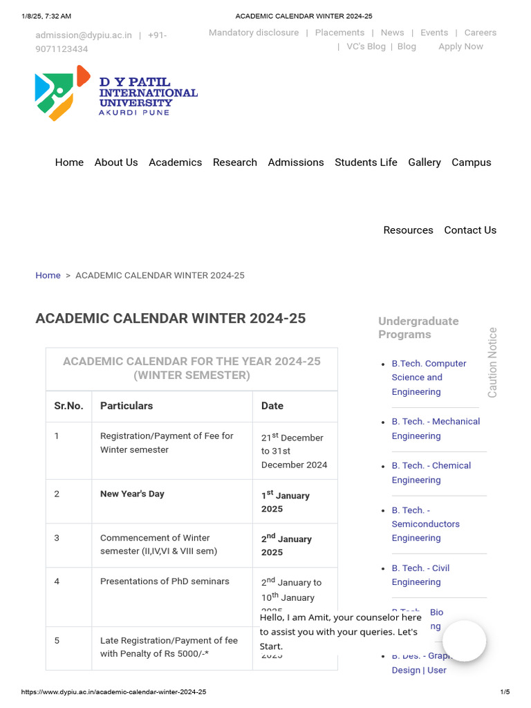 DYPUI Academic Calendar 2024-25 | PDF | Academic Term | Academic Degree
