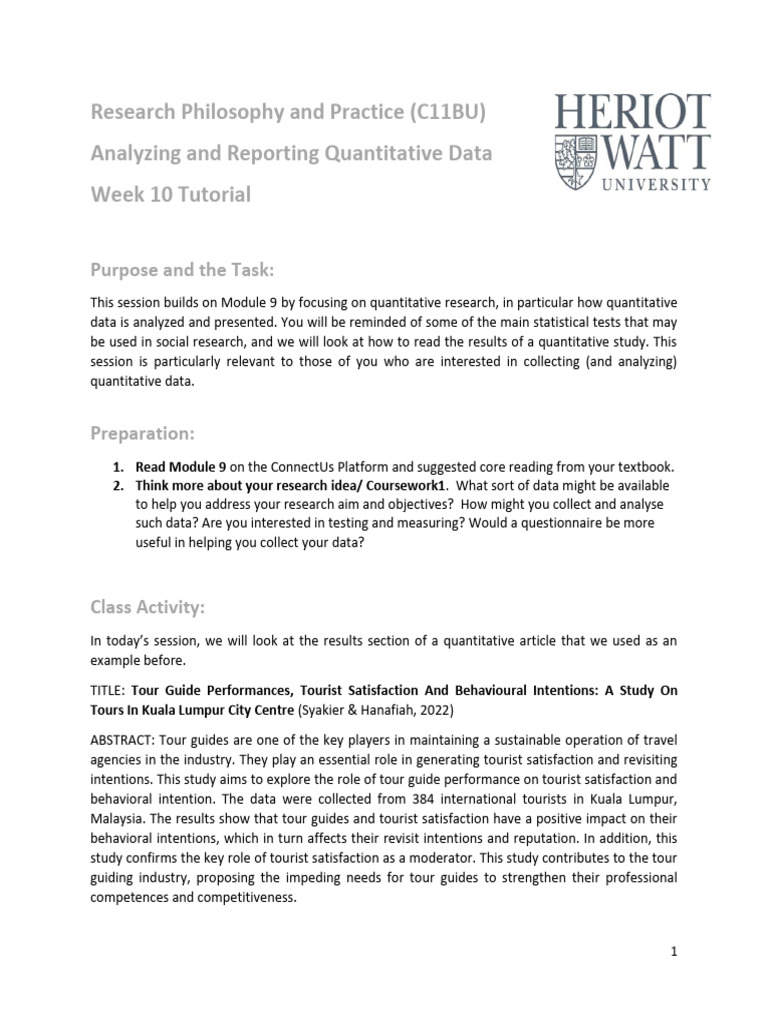 Analyzing Quantitative Research Data | PDF | Hypothesis | Quantitative ...