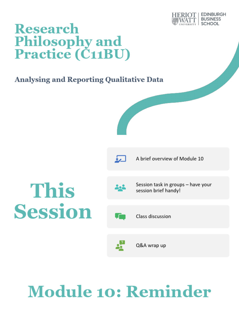 C11BU Week 11 (Module 10) Analysing and Reporting Qualitative Data-2 ...