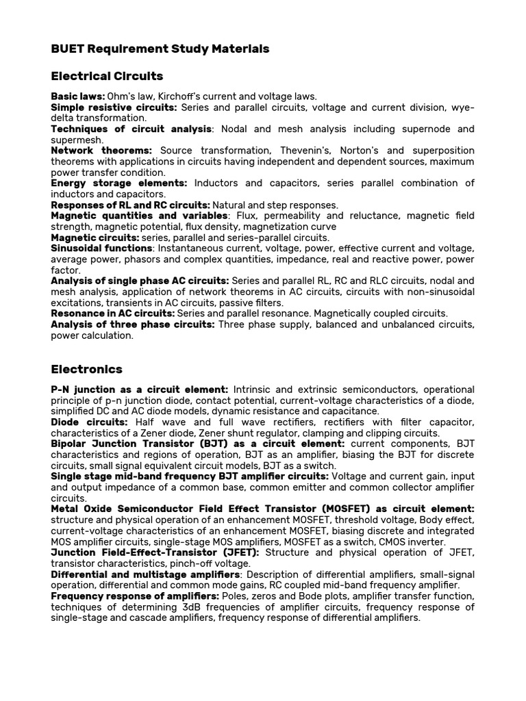 BUET Suggestions | PDF | Amplifier | Operational Amplifier