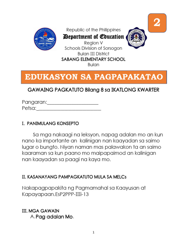 ESP LAS-II Q3 WEEK 8 | PDF