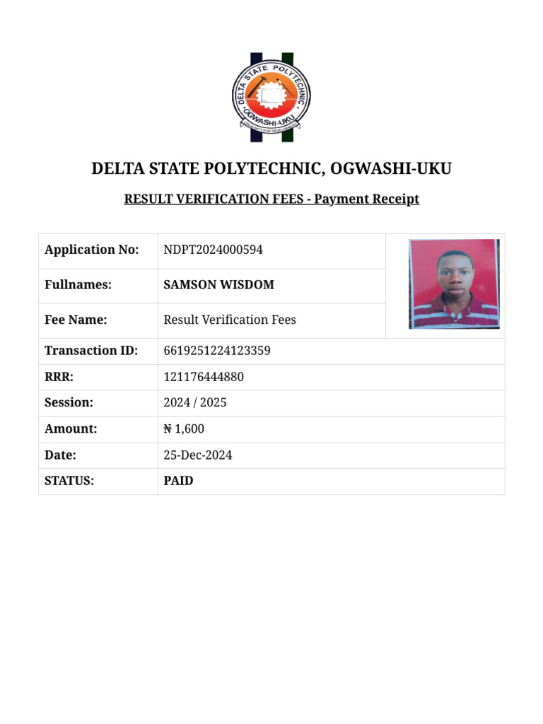 Student Fee Payment Confirmation | PDF