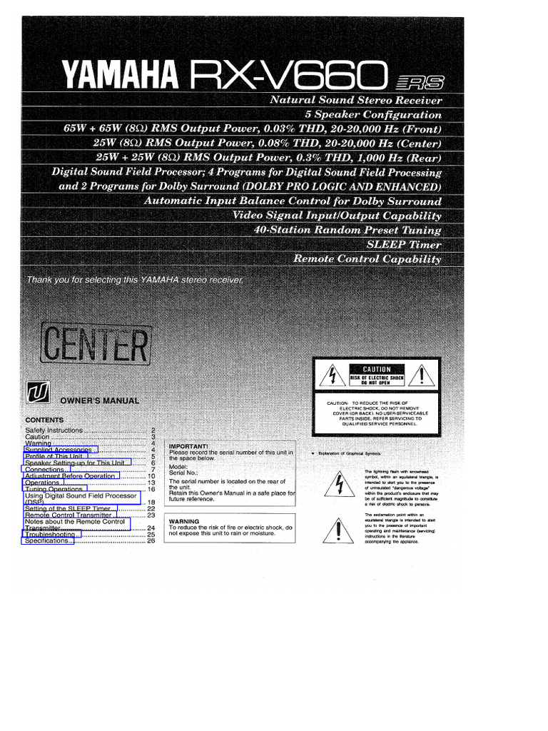 RX-V660 | PDF