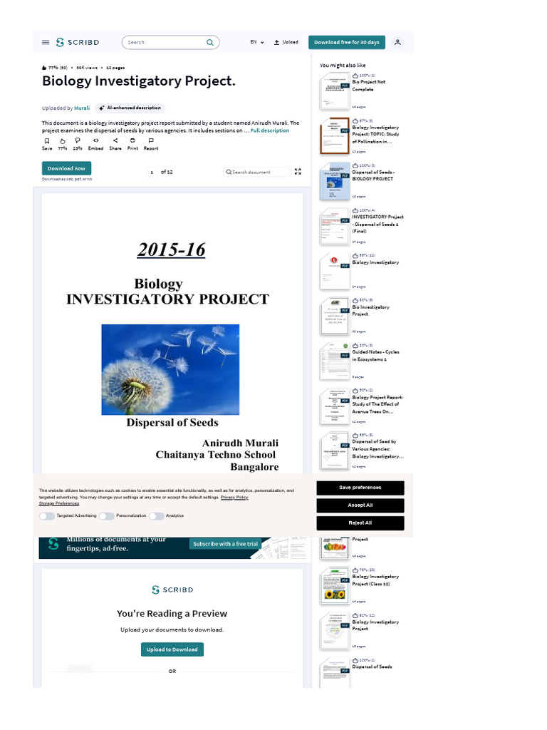 WWW Scribd Com Doc 294800256 Biology Investigatory Project... | PDF ...