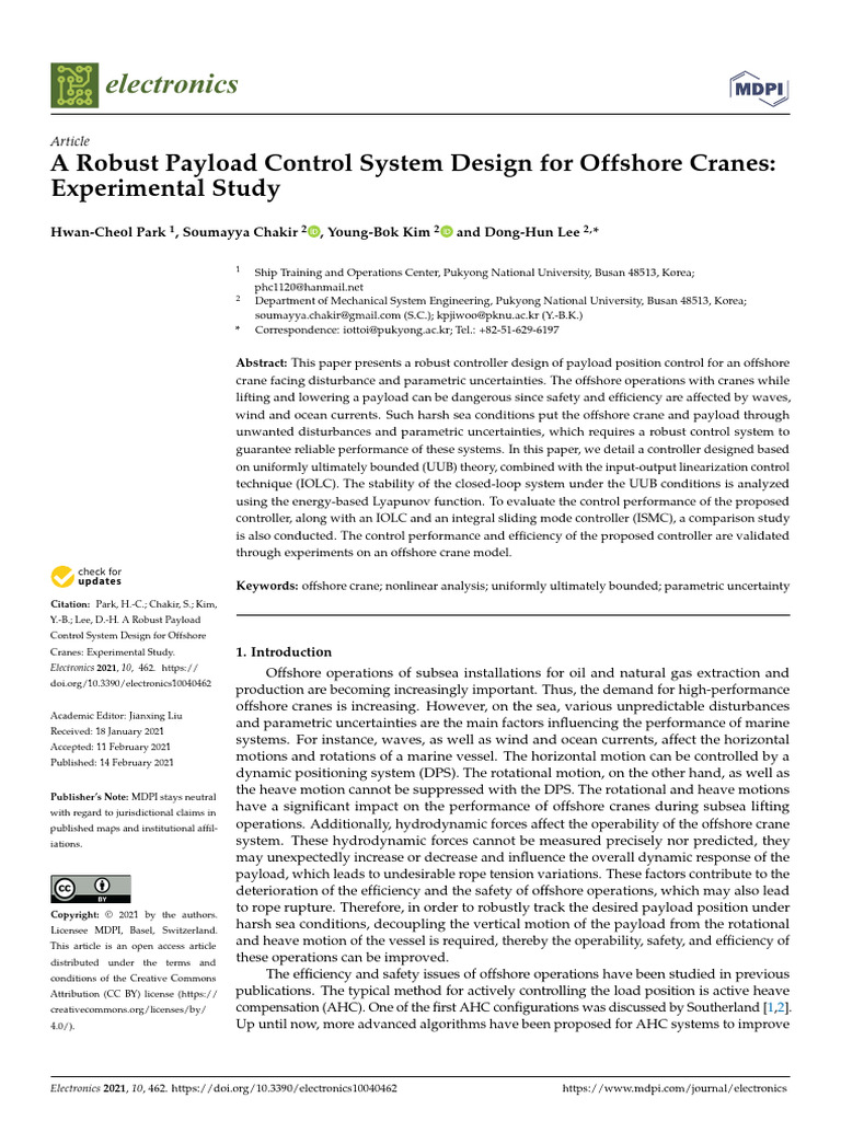 A Robust Payload Control System Design For Offshore Cranes | PDF ...