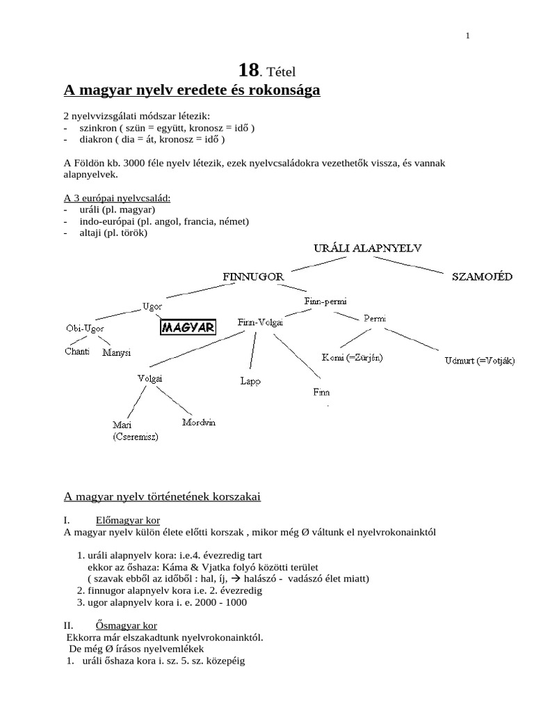 A Magyar Nyelv Eredete És Rokonsága 2 | PDF