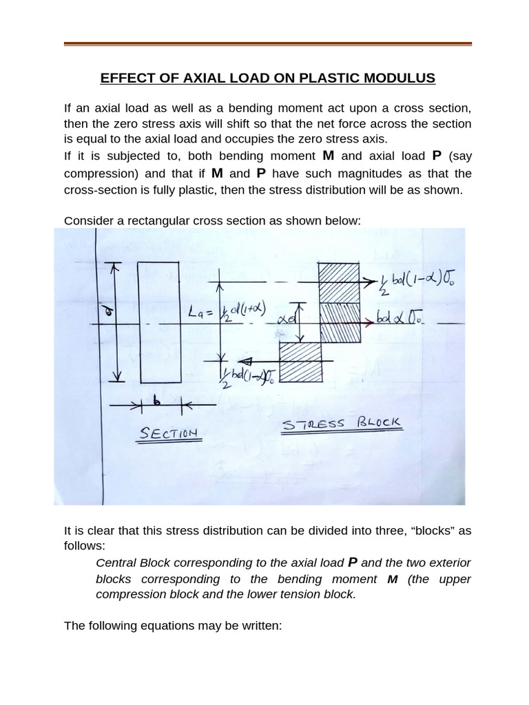 Effect of Axial Load On Plastic Modulus | PDF | Bending | Stress ...
