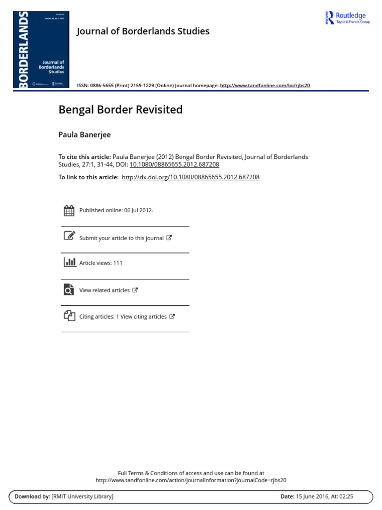 banerjee2012 | PDF | Human Migration | Partition Of India