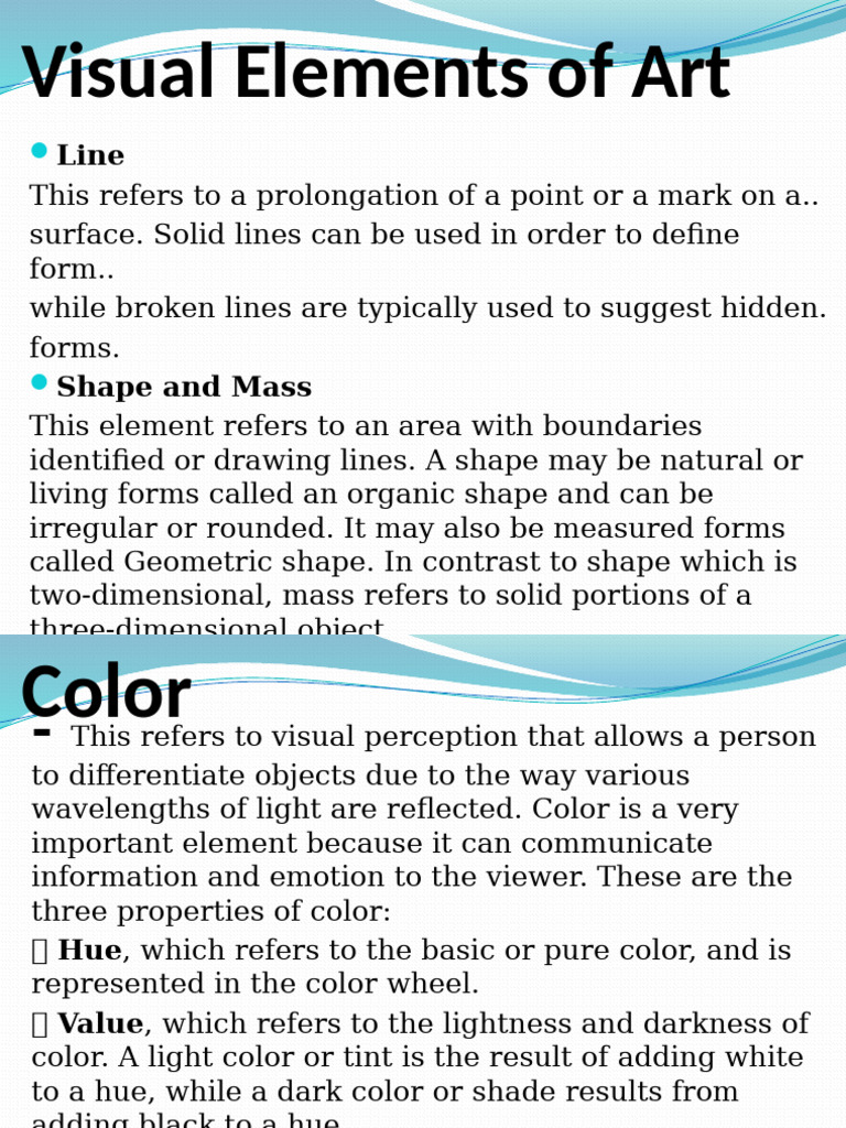 Power Pt. CPAR Mod. 1 VISUAL ELEMENT OF ARTS | PDF | Color ...