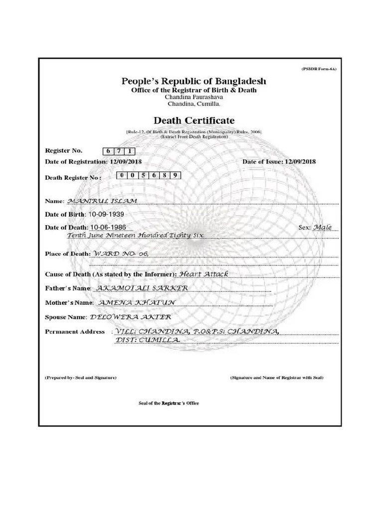 Death Certificate | PDF