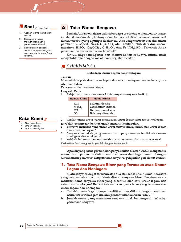 Tata Nama Senyawa Untuk Materi | PDF