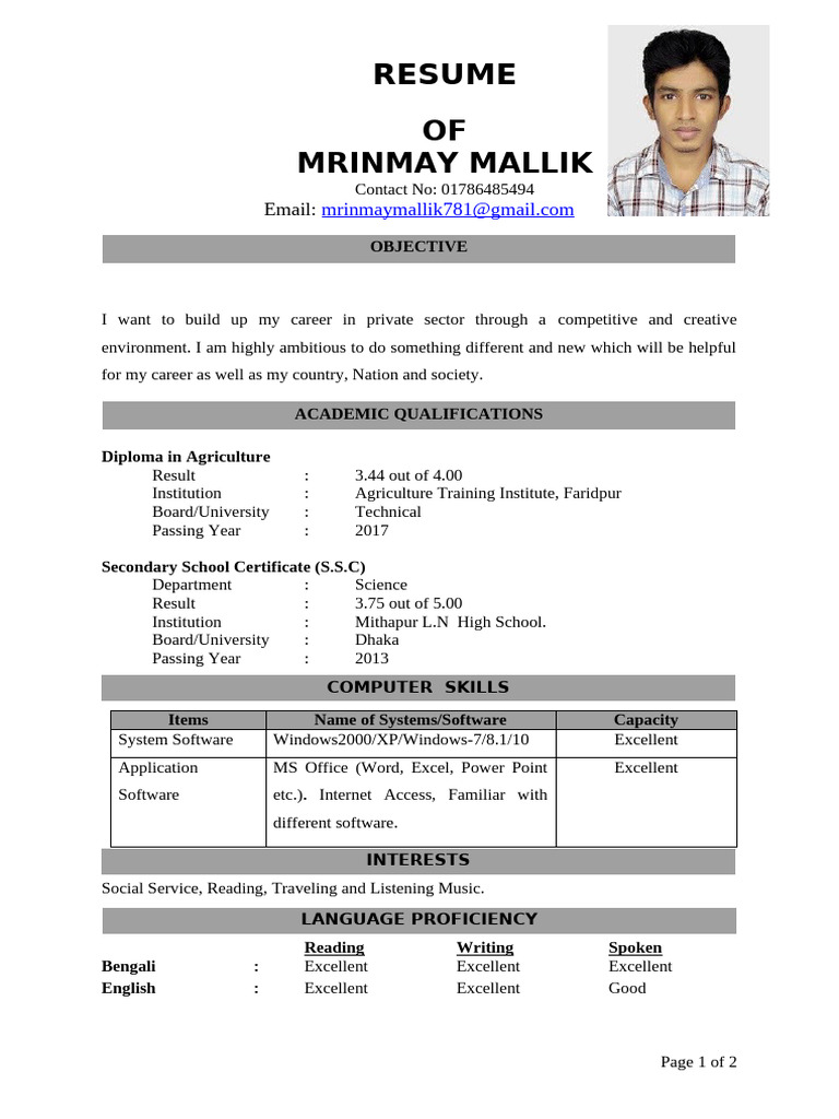 Strandert Cv Format of Mrinmoy | PDF