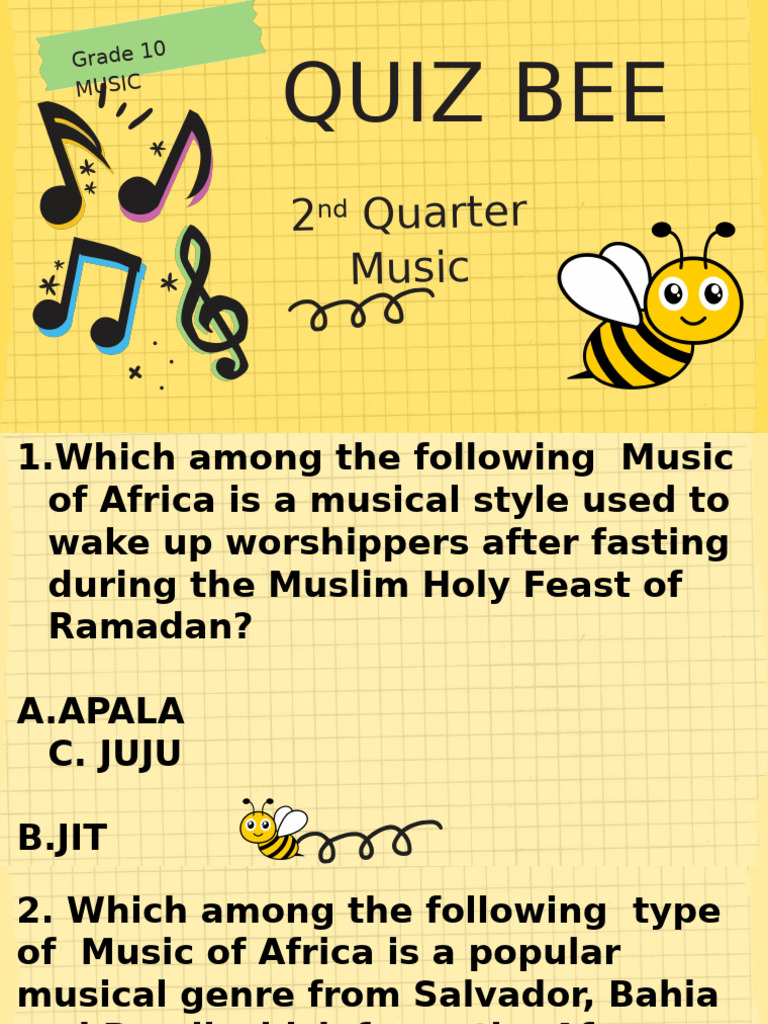 Grade 10 Music Quiz Bee Questions | PDF | Musical Instruments | Popular ...