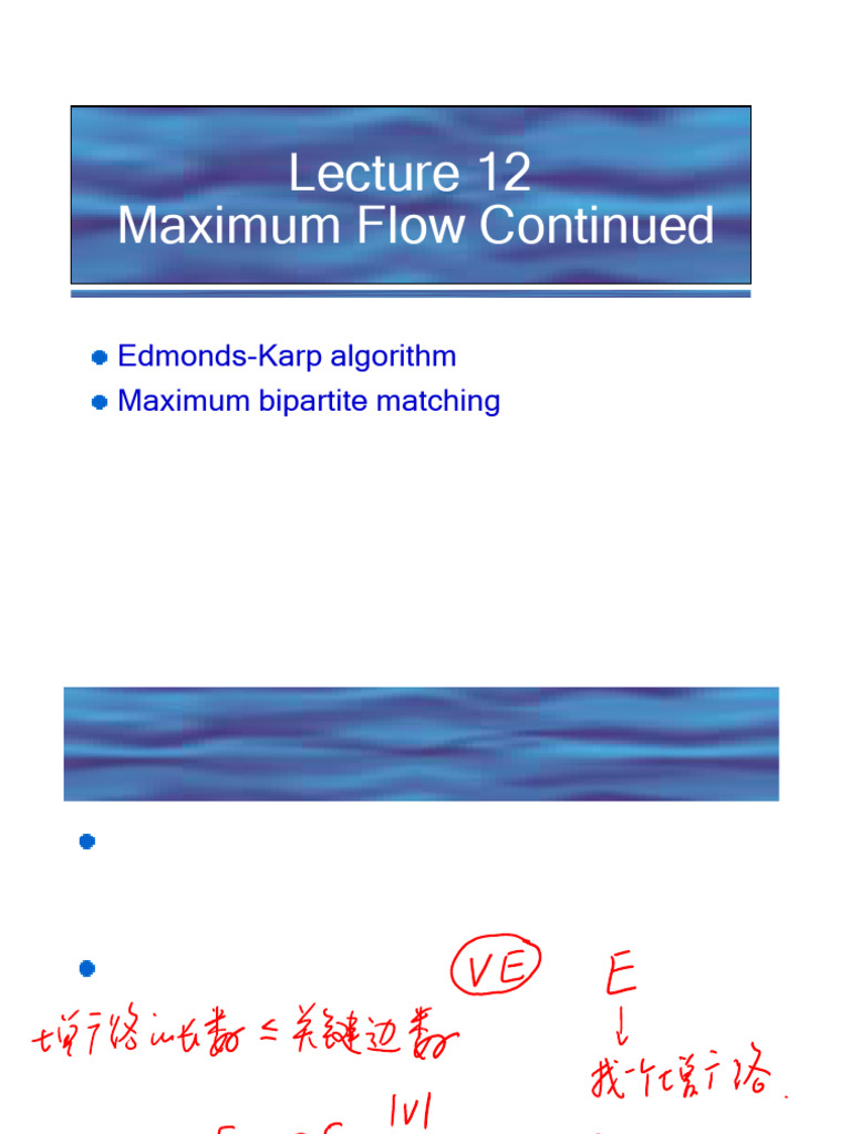 Maximum Flow Continued: Edmonds-Karp Algorithm Maximum Bipartite Matching | PDF | Algorithms ...
