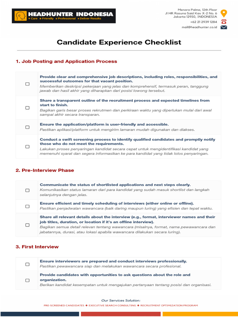 Candidate Experience Checklist | PDF