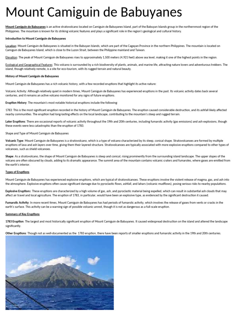 Mount Camiguin de Babuyanes Overview | PDF | Volcano | Types Of ...
