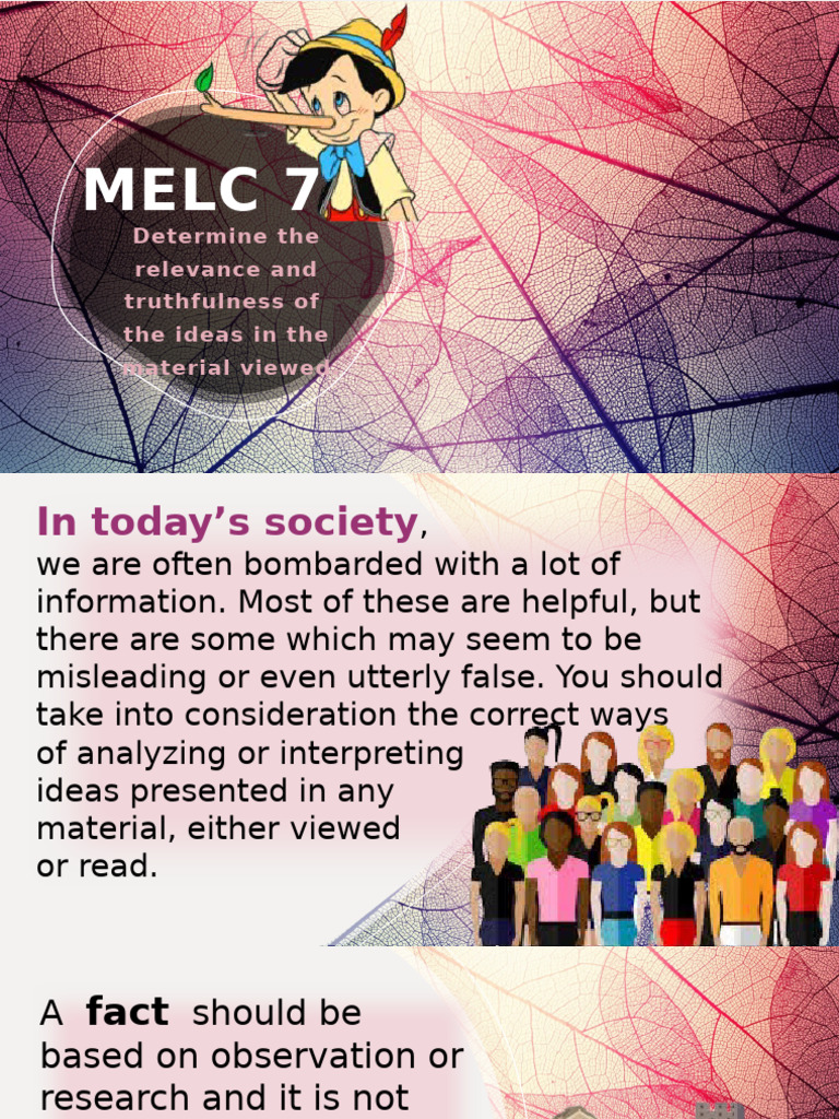 MELC 7 Fact and Opinion Week5 Quarter 3 | PDF | Knowledge | Idea