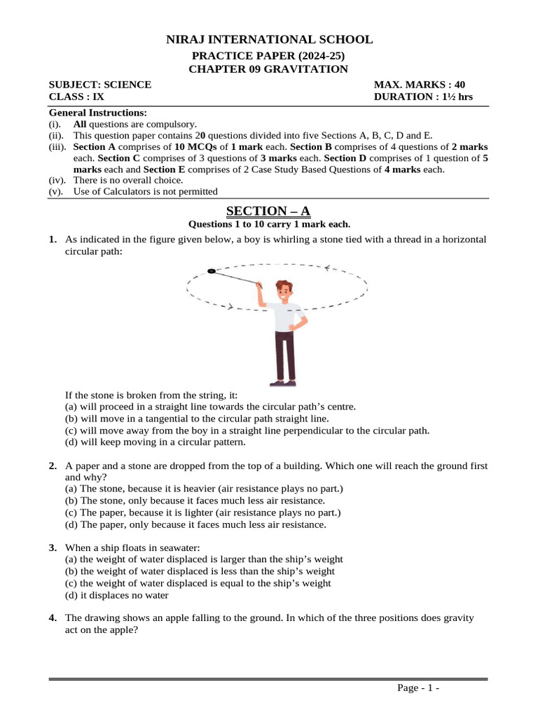 Gravitation - Revision Worksheet | PDF | Weight | Mass