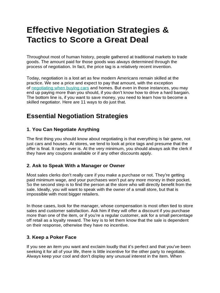 Effective Negotiation Strategies | PDF | Sales | Prices