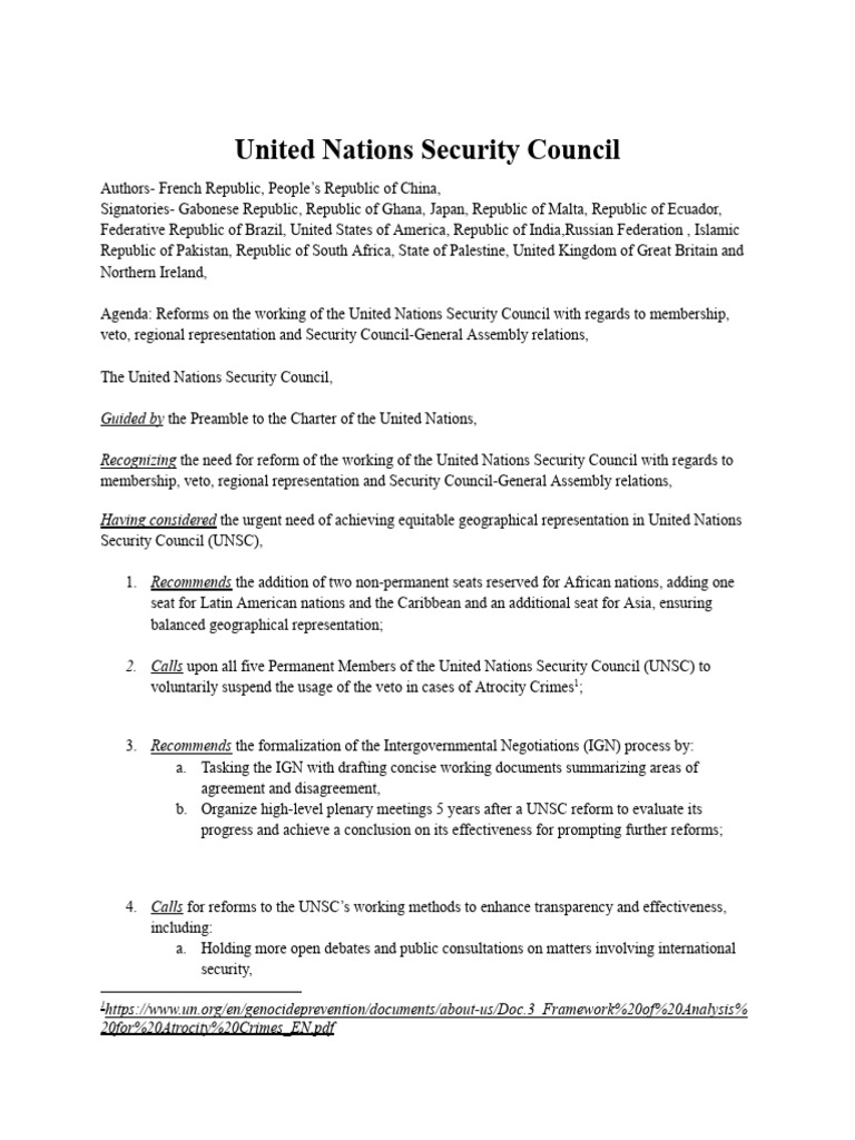 UNSC Draft Resolution 1.1 - MUN | PDF | United Nations Security Council | United Nations