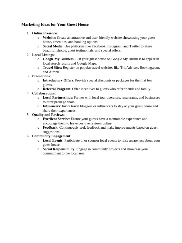 Effective Marketing for Guest Houses | PDF