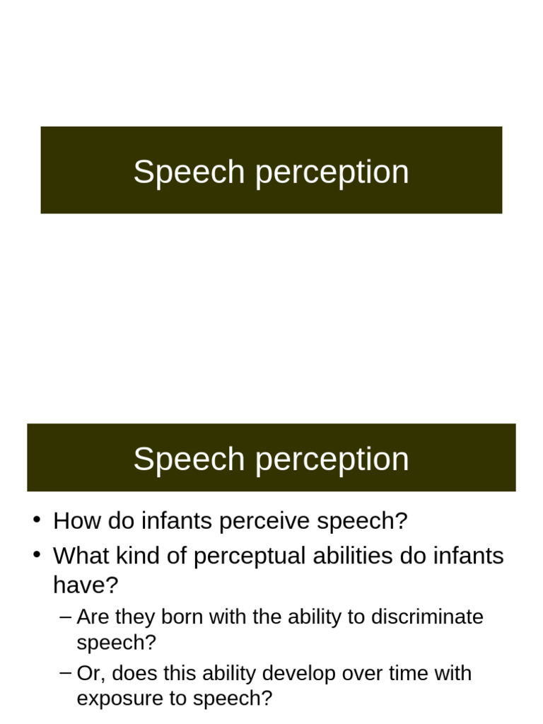 Infant Speech Perception Abilities | PDF | Perception | Speech