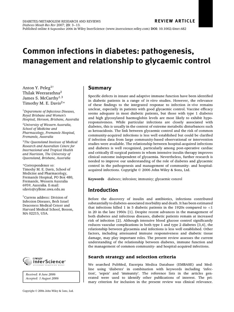 Common Infections in Diabetes | PDF | Diabetes Management | Diabetes