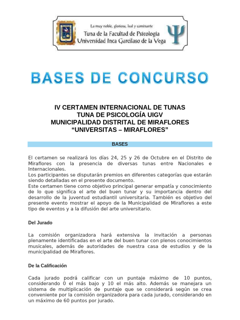 Bases Del Certamen | PDF