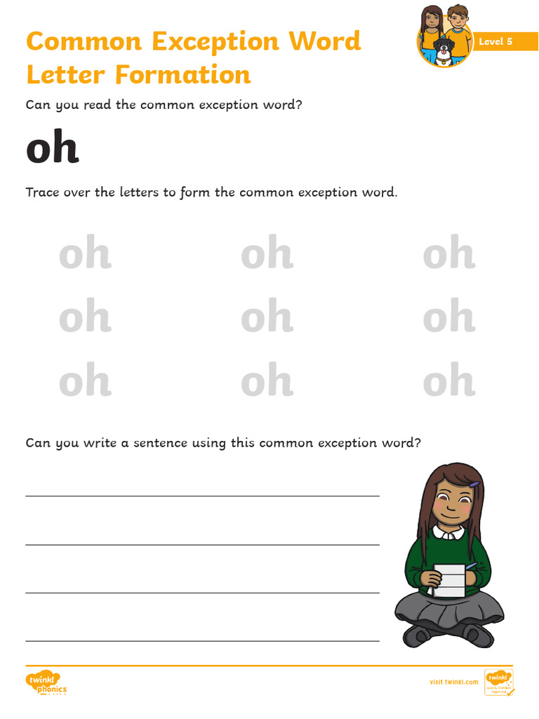 Common Exception Words Practice Guide | PDF