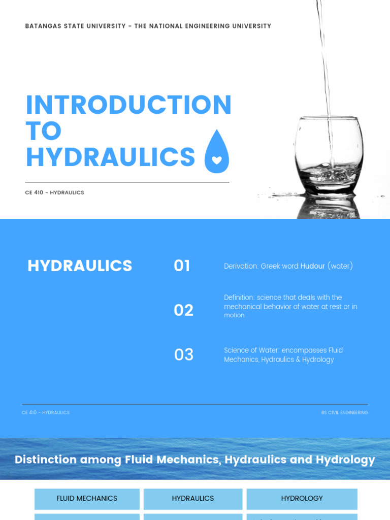 Introduction To Hydraulics | PDF | Fluid Dynamics | Water