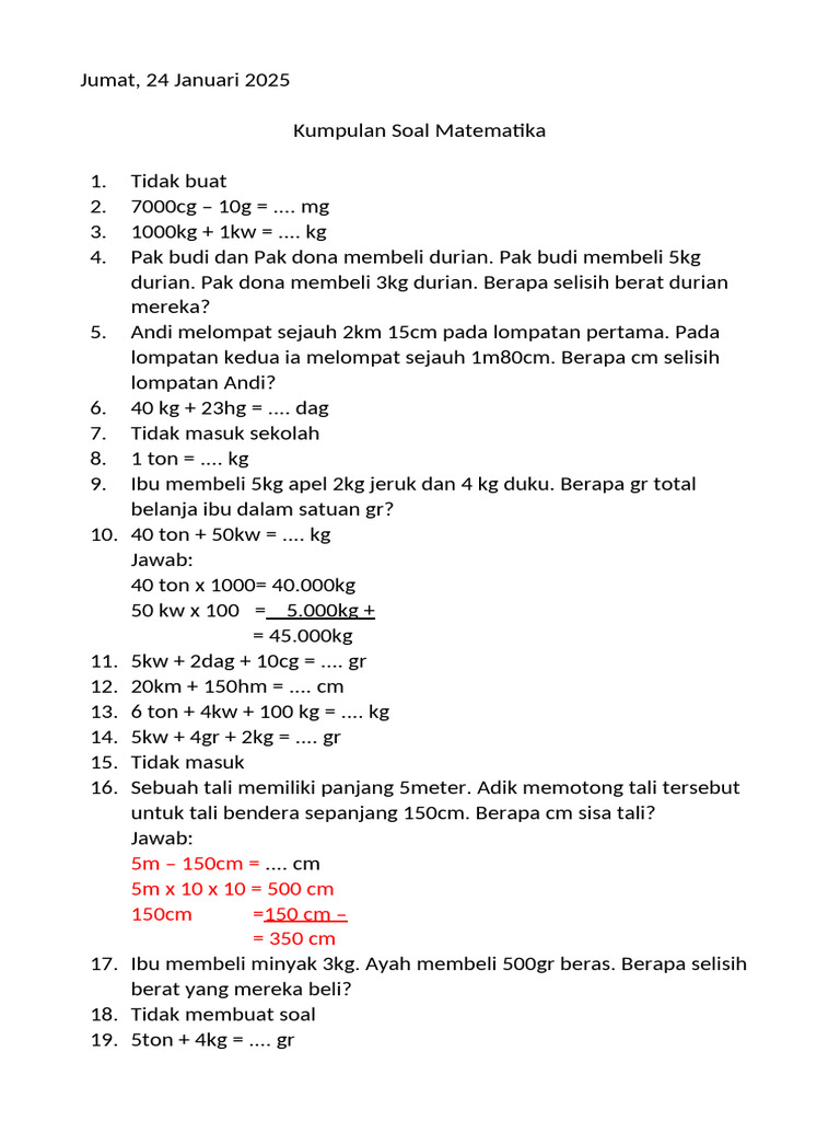 Kumpulan Soal Matematika Rangkuman Siswa | PDF