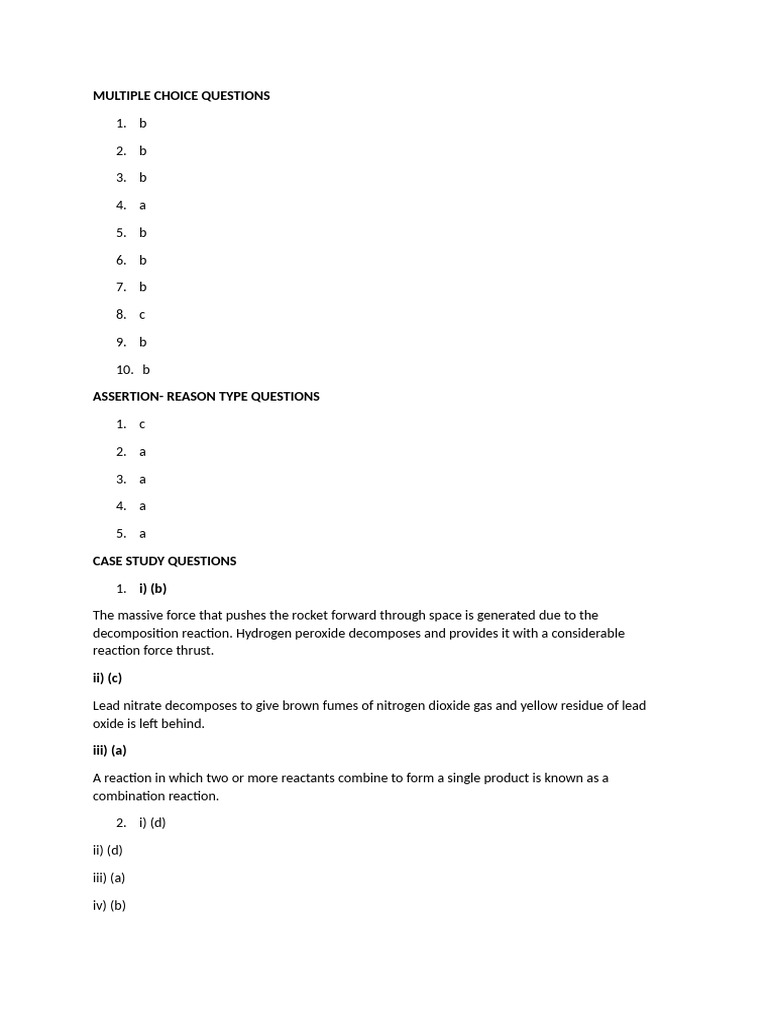 AnswerKey Chapter 1 Science 10th | PDF