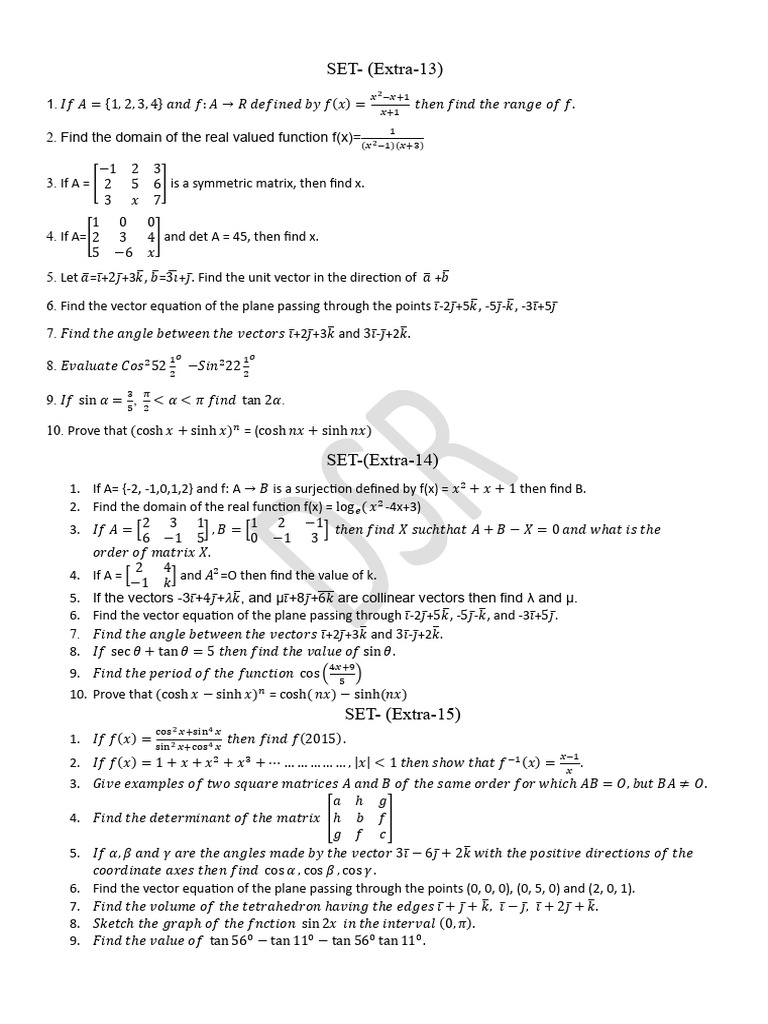 1A Extra | PDF | Functions And Mappings | Mathematical Concepts