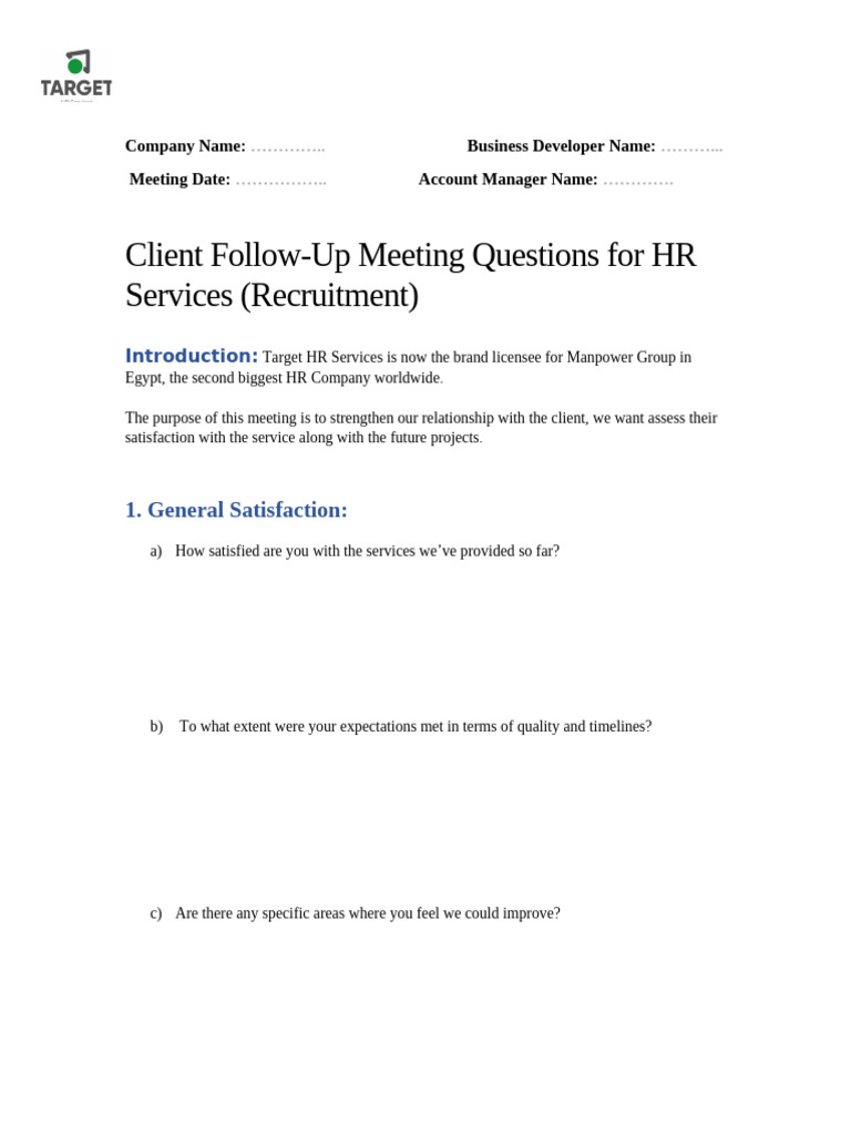 HR Services Client Follow-Up Guide | PDF