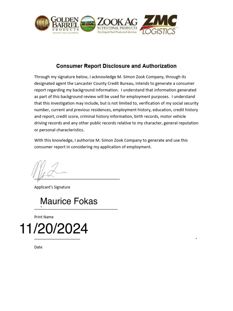 Consumer Report Disclosure and Authorization 2023 | PDF