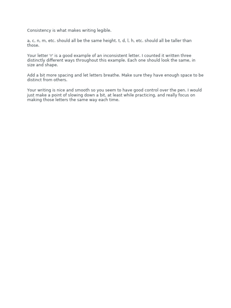 Handwriting Consistency Tips | PDF