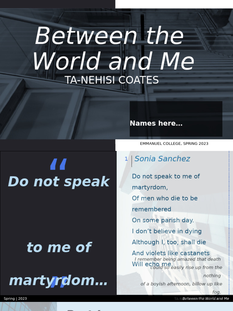 Between The World and Me Pres | PDF